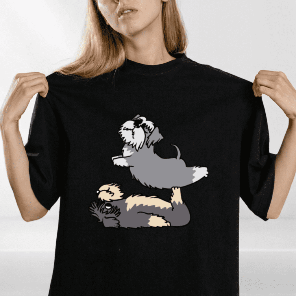 Acroyoga Schnauzer Dog Funny Fitness Workout Pose Graphic Cotton T ...