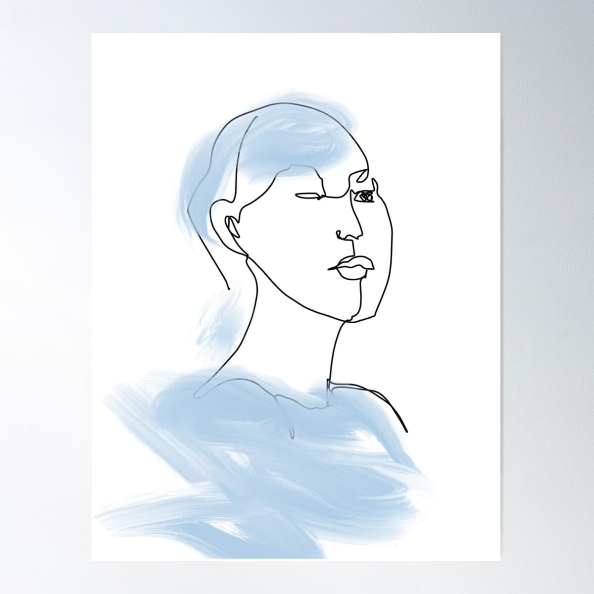 Acryl Abstract Trendy One Line Woman Portrait Digital Painting, Repeat ...