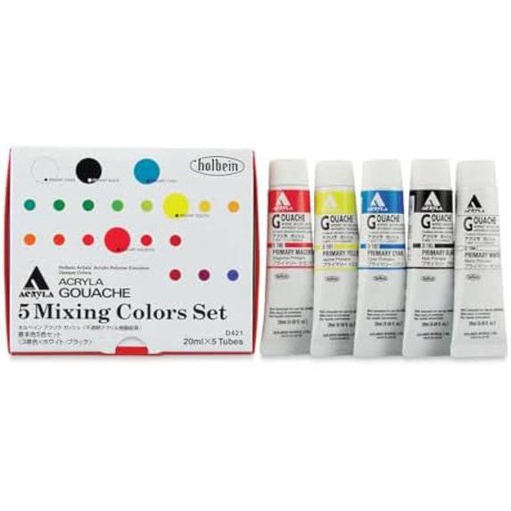Acryla Gouache 20ml Primary Mixing Colors Set of 5 - Walmart.com