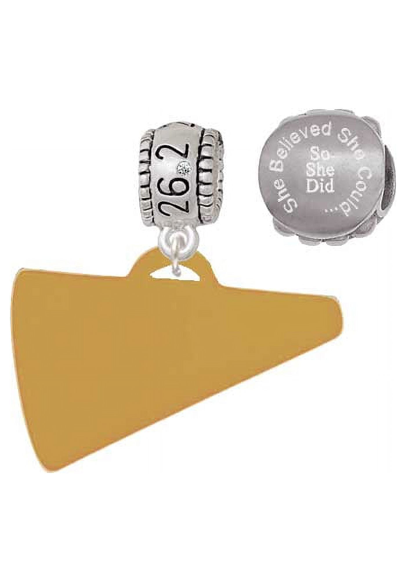 Acrylic 1.25" Goldtone Megaphone 26.2 Marathon Run She Believed She ...