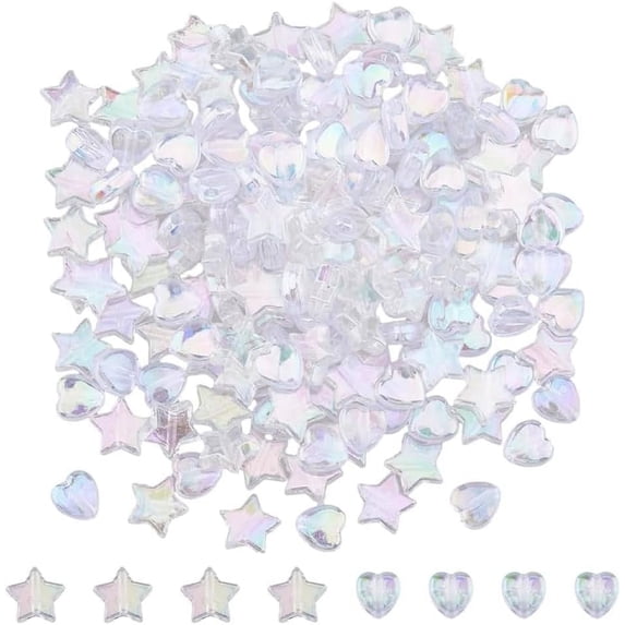 Acrylic 1 box Eco-Friendly Transparent Acrylic Beads Star Heart Clear ...