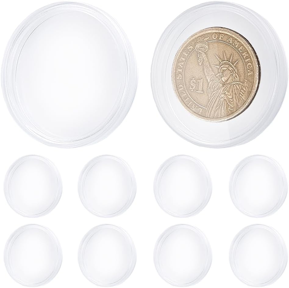 Acrylic 10 Pcs Clear Plastic Coin Holders Silver Dollar Coin Holder ...