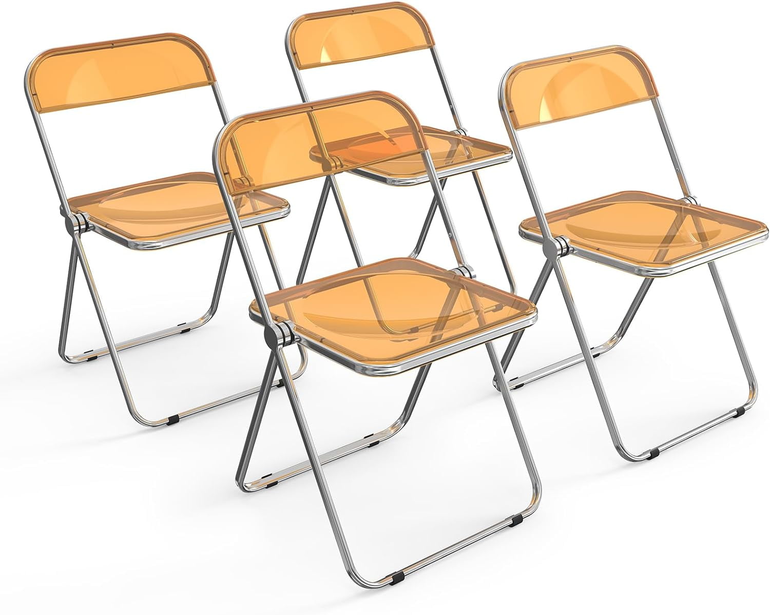 Acrylic 2 Pack Clear Chair Foldable and Stackable Plastic Panel & Metal ...