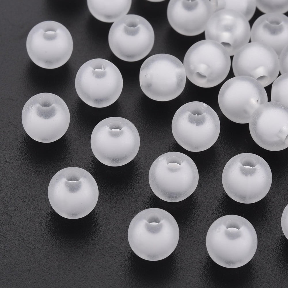 Acrylic 200 pc Frosted Acrylic Beads Bead in Bead Round White 7~8mm ...