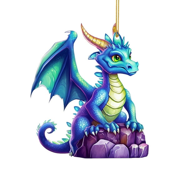 Acrylic 2D Cute Dragon Statue Ornament - Holiday Decoration Pendant ...