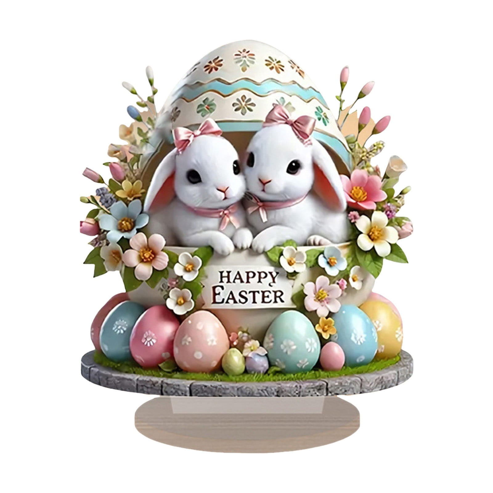 Acrylic 2D Easter Bunny Statue Tabletop Sculpture Decorative Crafts ...