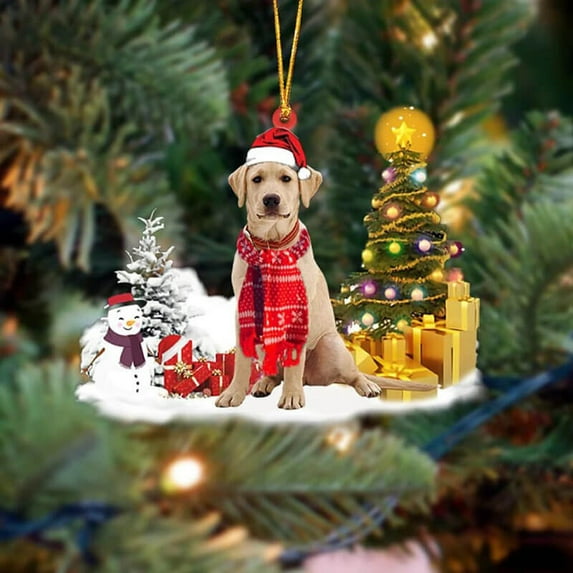 Acrylic 2D FLAT Holiday Tree Decoration Yellow Labrador Retriever ...