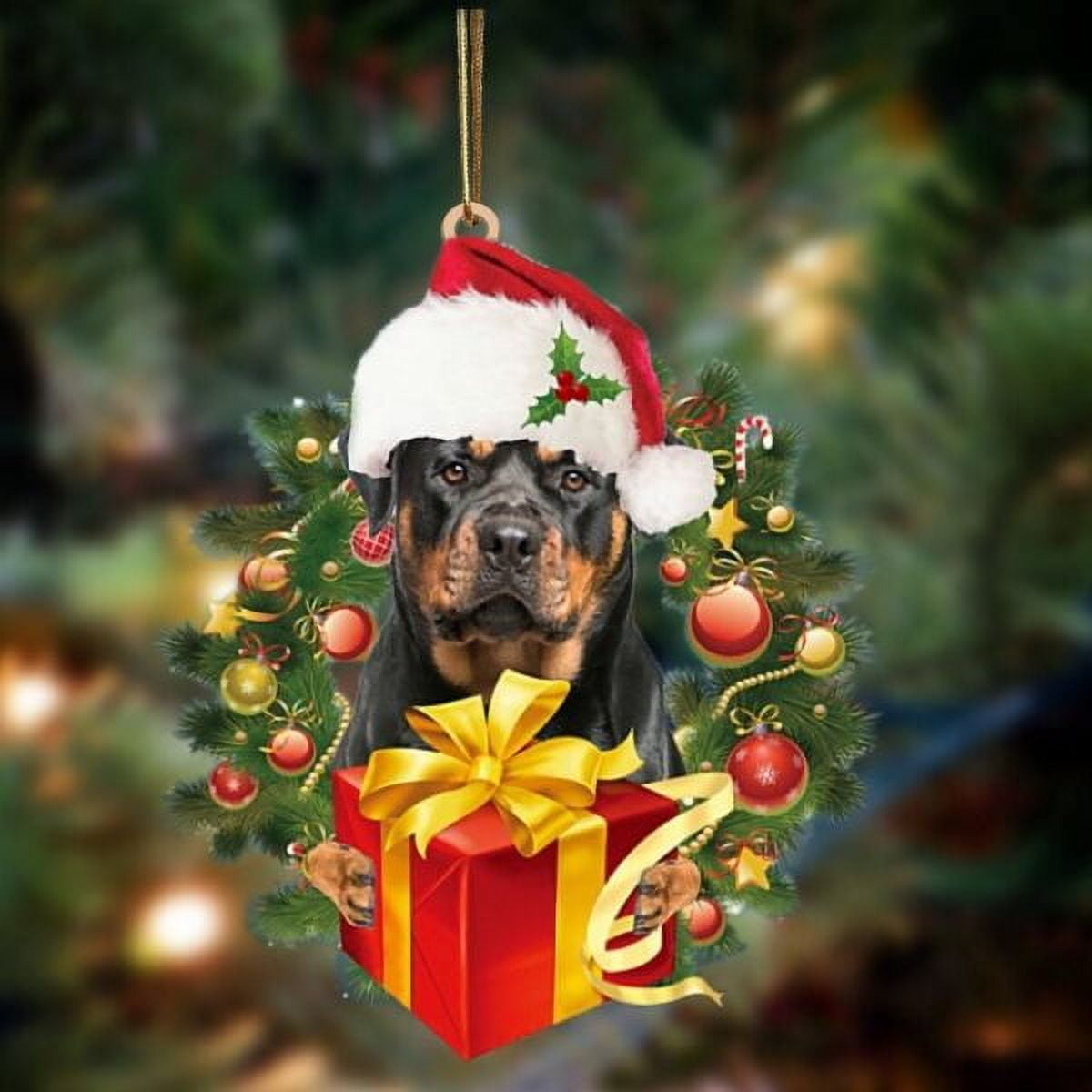 Acrylic 2D FLAT Rottweiler 2-Dogs give gifts Hanging Ornament ...