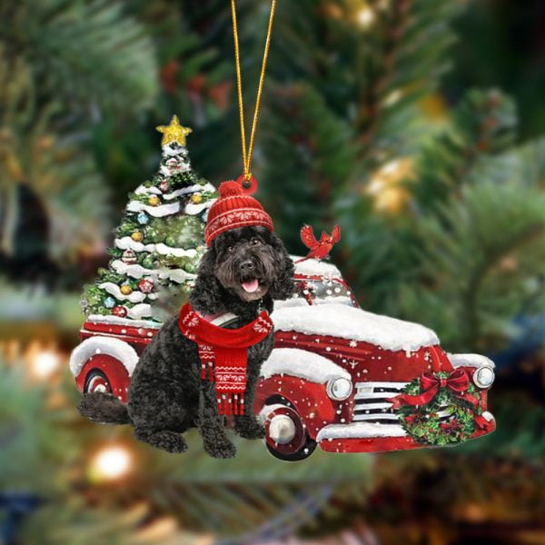 Acrylic 2D FLat Christmas Ornament Black Cavapoo-Christmas Car ...