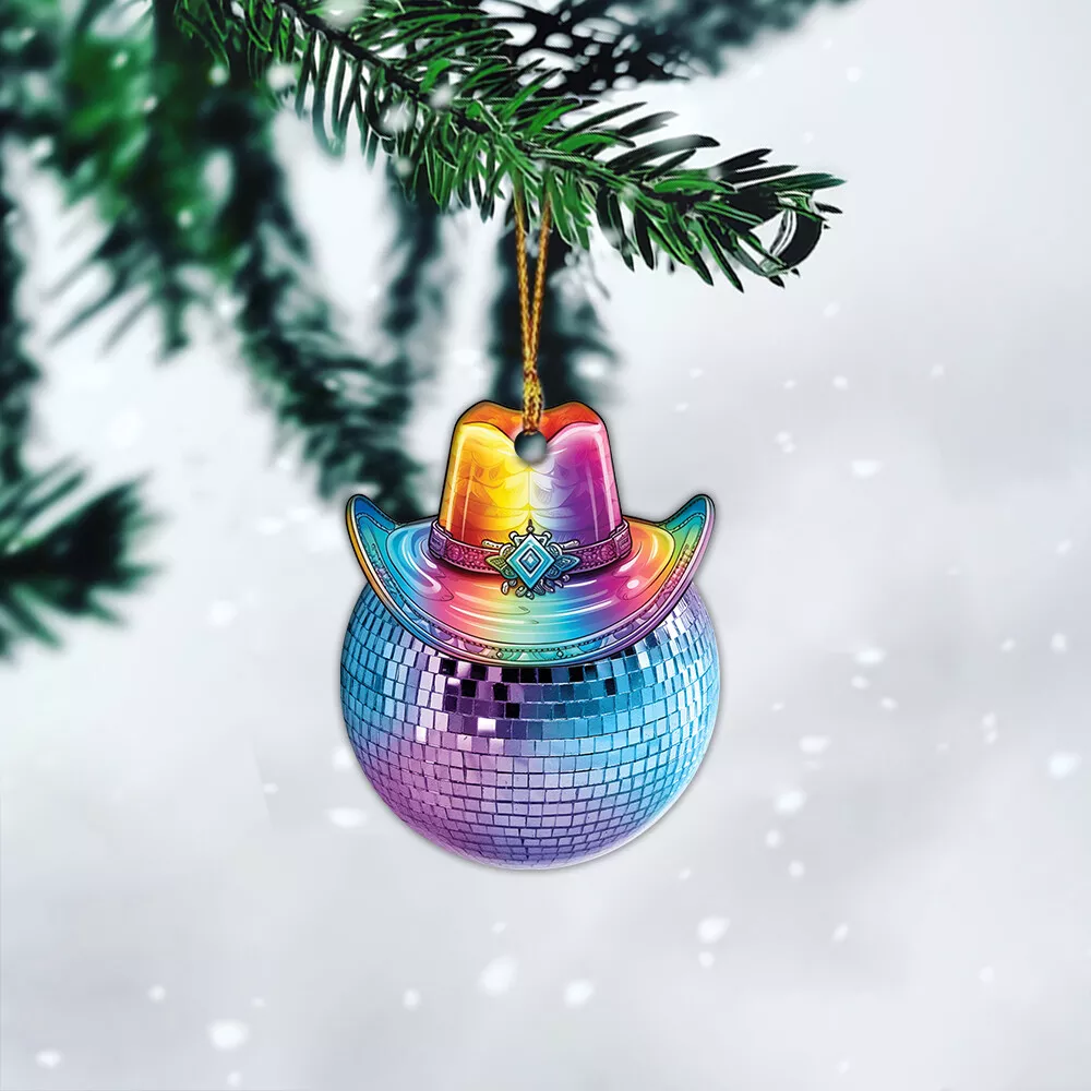 Acrylic 2D Flat Christmas Ornament Disco Ball Christmas Hanging ...