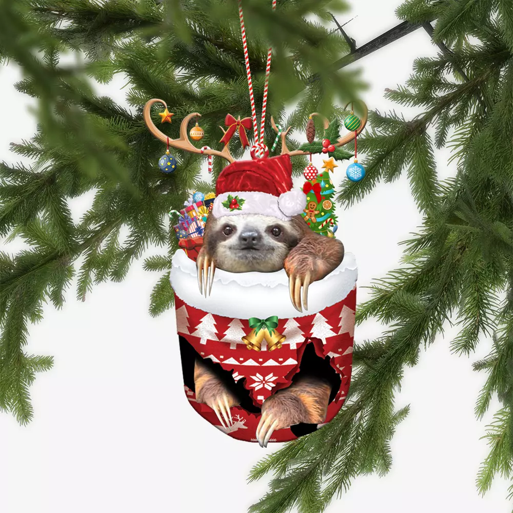 2D Flat Acrylic Item Christmas Ornament Sloth Christmas Ornament, Sloth ...