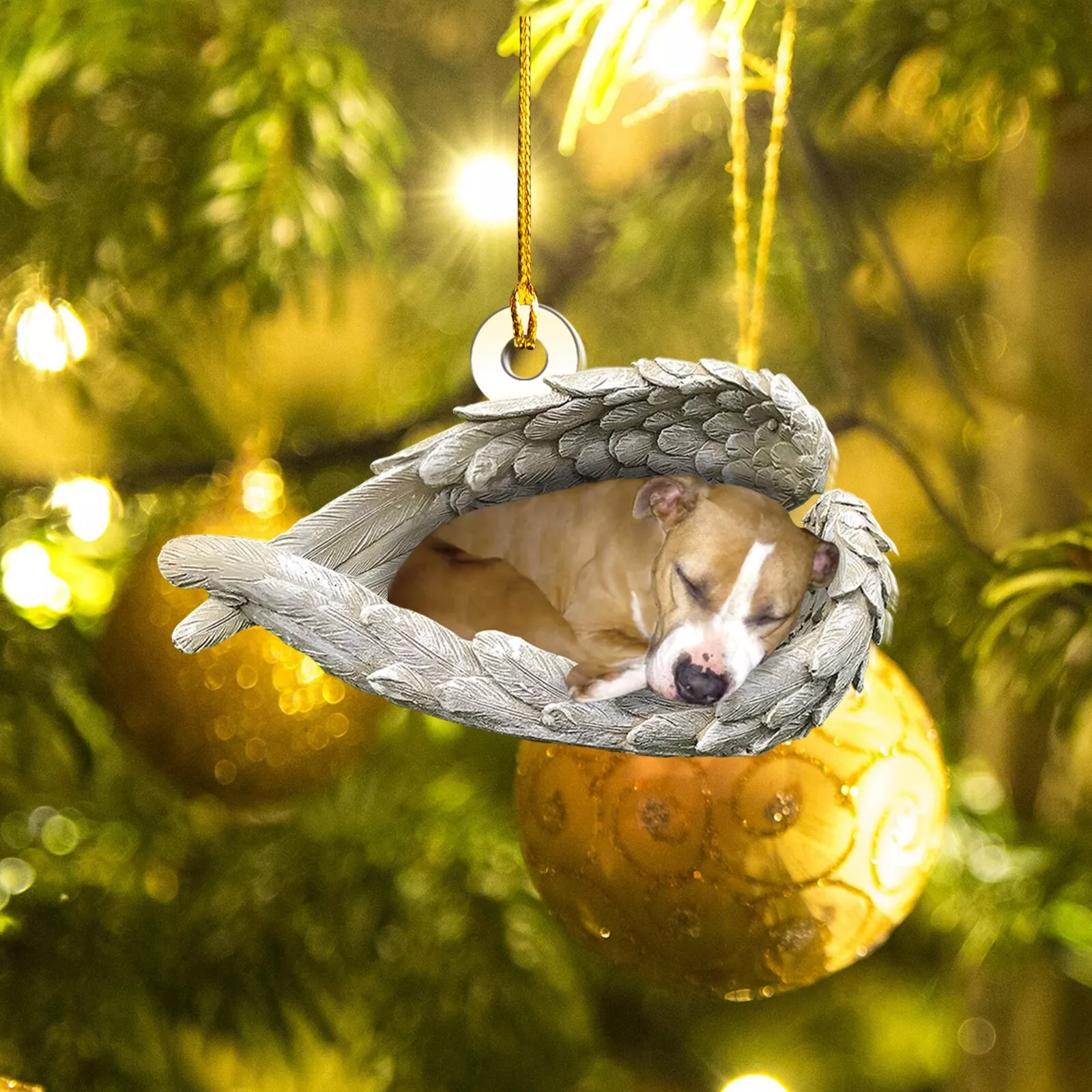 Acrylic 2D Flat Item Christmas Ornament Staffordshire Bull Terrier Dog ...