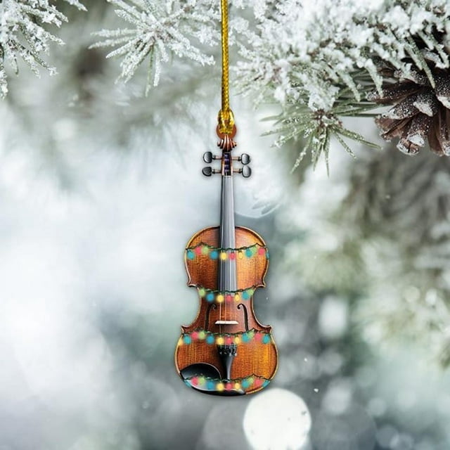 Acrylic 2D Flat Ornament Violin Ornament, Violin Christmas Ornament ...