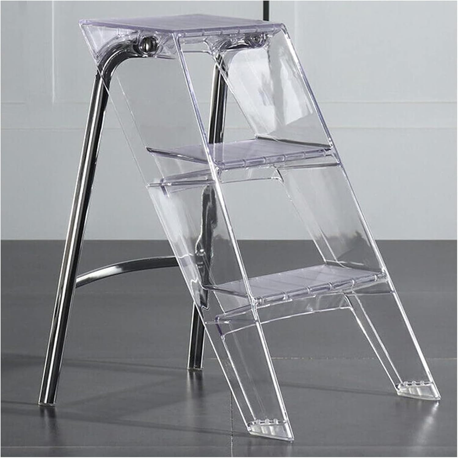 Acrylic 3 Step Ladder Step Stool L44xW52xH63cm Transparent Folding Step ...