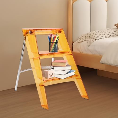 Acrylic 3 Step Ladders, Folding Transparent Step Stool with Anti Slip ...