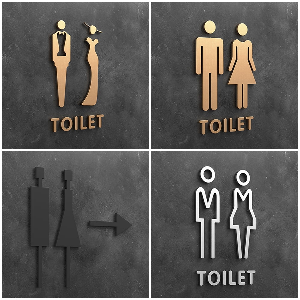 Acrylic 3D Arrow Toilet Sign Plate Elegant Wash Room Door Wall Label ...