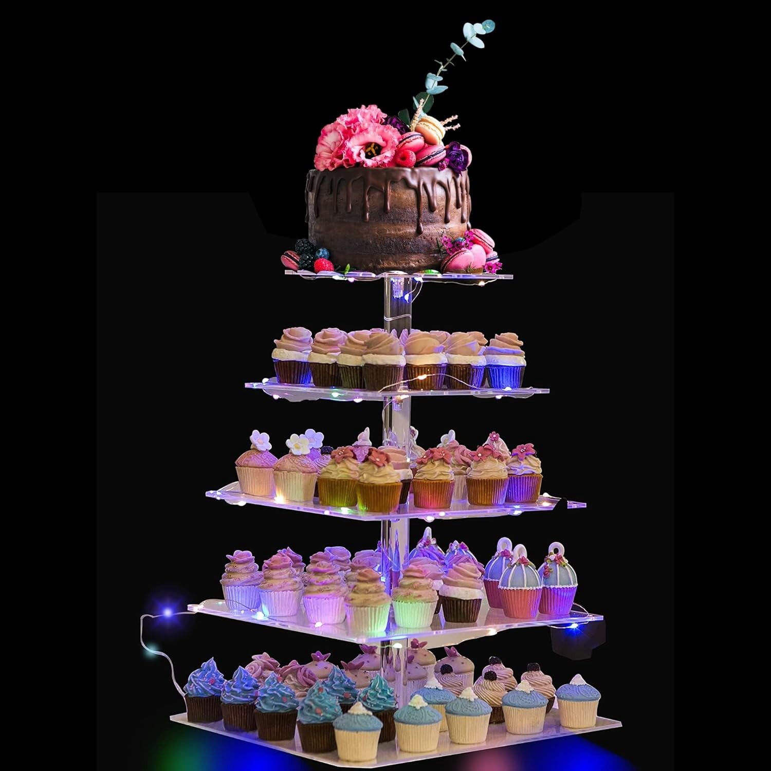 Acrylic 5 Tier Cupcake Display Stand, Cupcake Tower Stand, Cake and ...