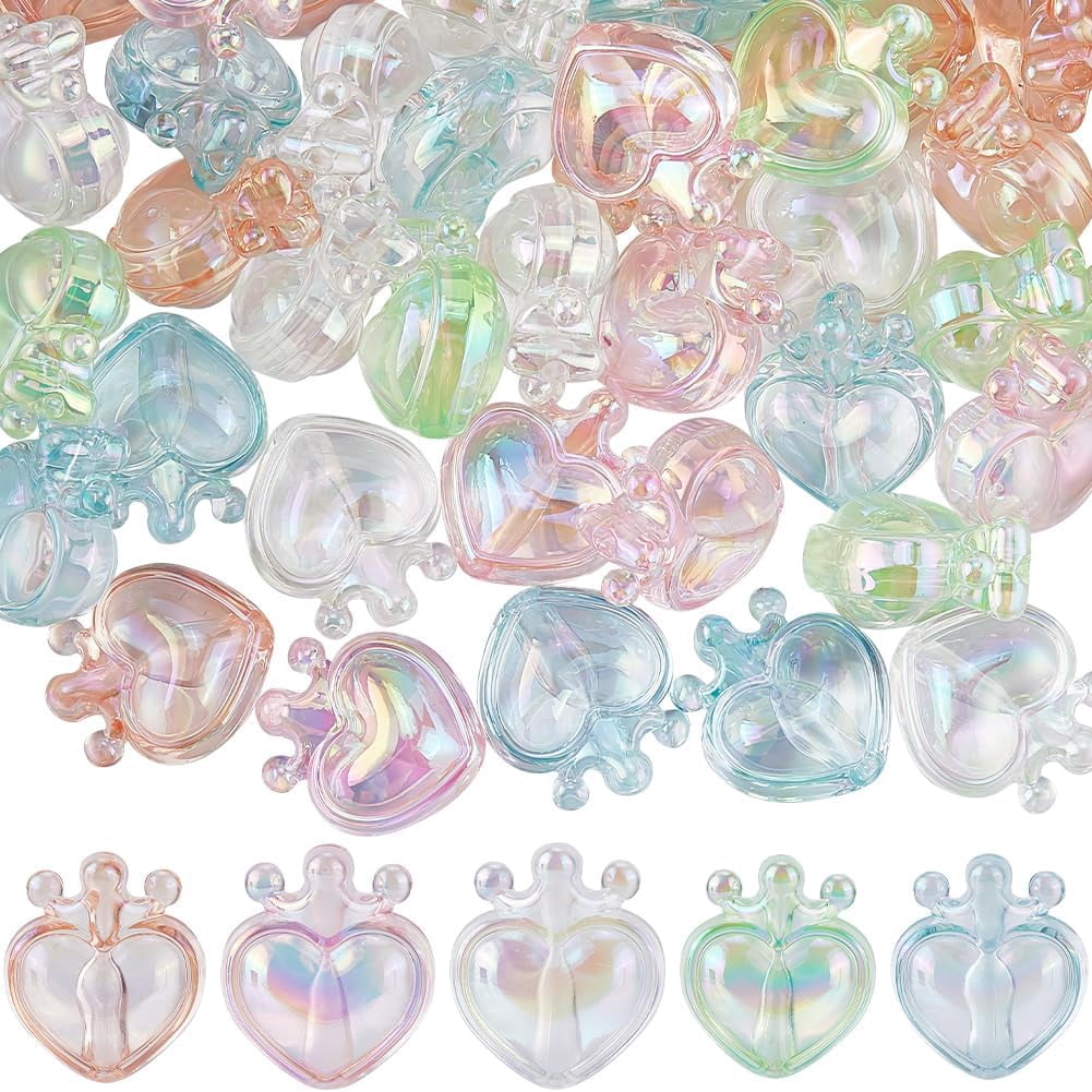 Acrylic 50pcs 5 colors UV Plating Transparent Rainbow Iridescent ...