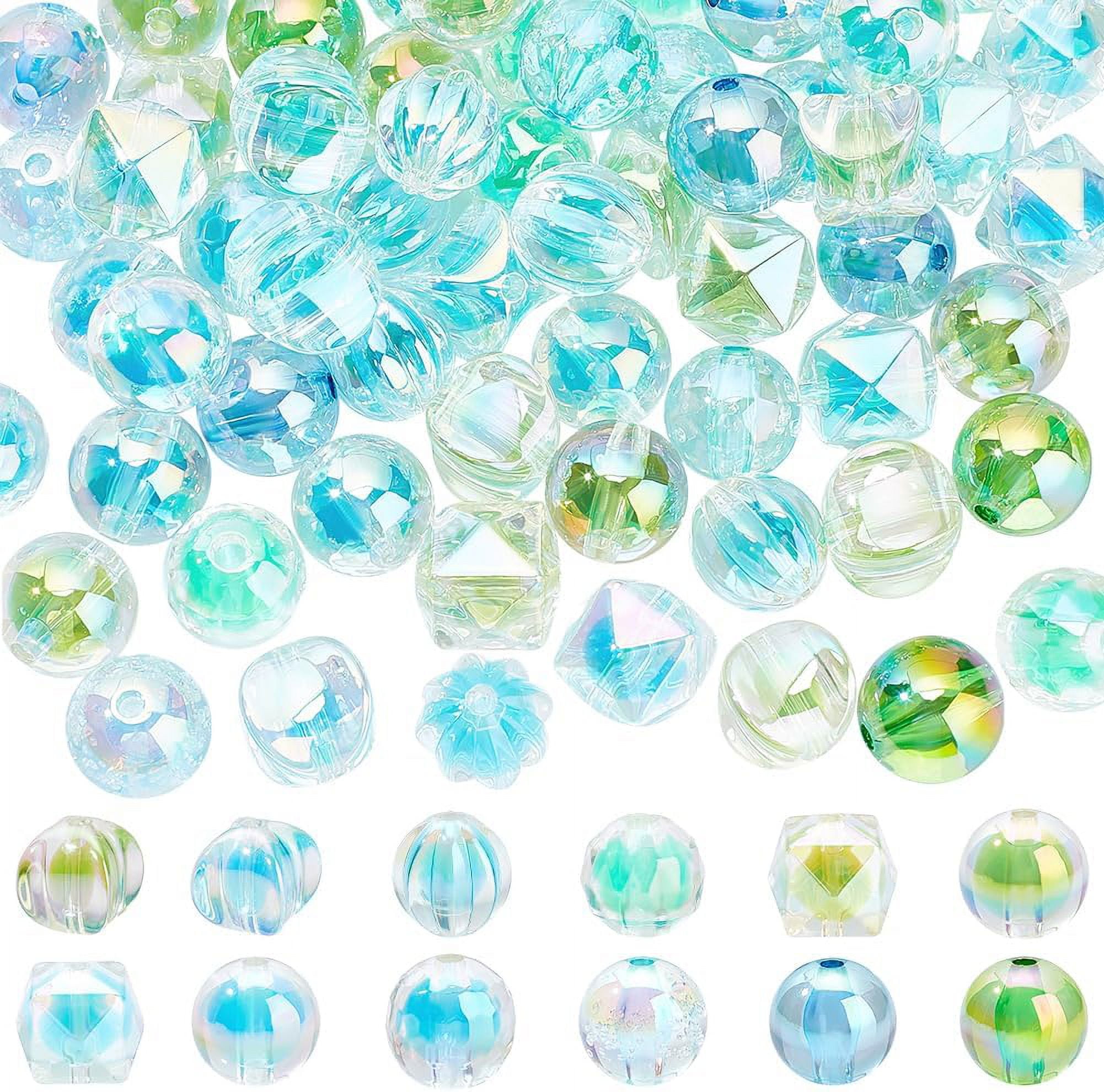 Acrylic 72pcs 12 styles UV Plating Transparent Acrylic Beads Round ...