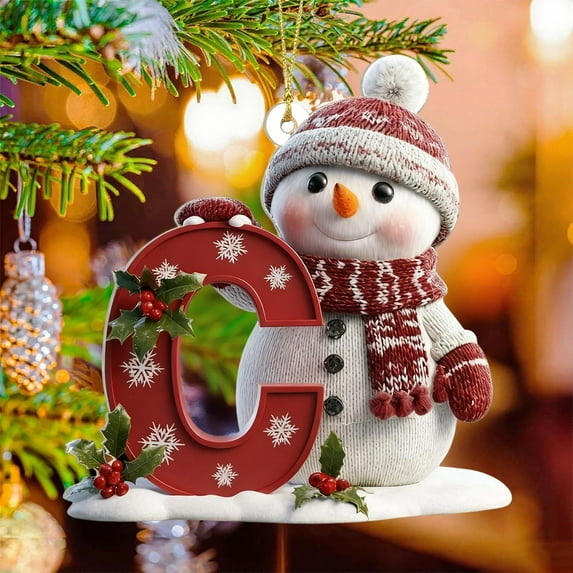 Acrylic Alphabet Christmas Ornaments Set with Santa Hats for Tree Decor ...