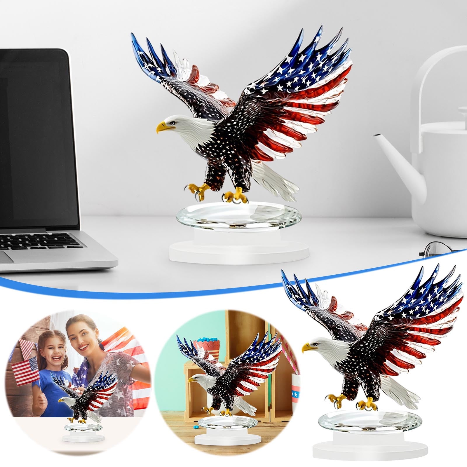 Acrylic American Eagle Desk Figurine Eagles and Flags Statue for Party ...