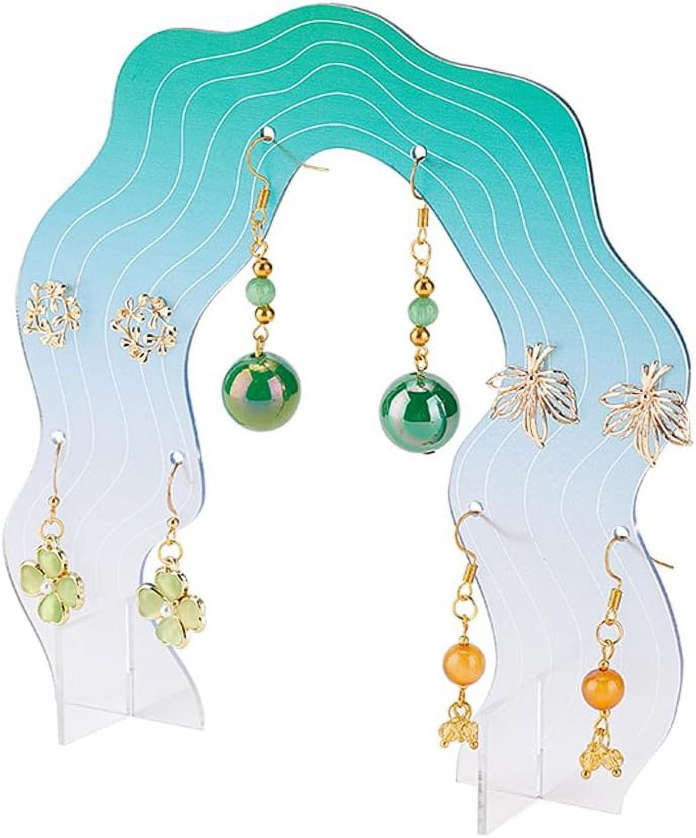 Acrylic Arch Earring Display Stand 5.9inch High Pale Turquoise Wavy ...