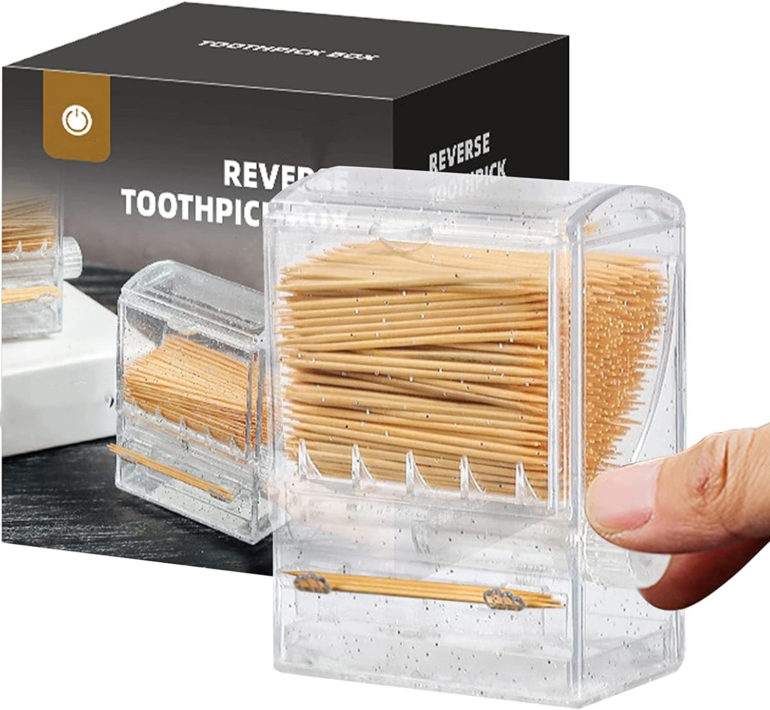 Acrylic Automatic Toothpick Dispenser, Trianu Clear Creative Toothpick ...