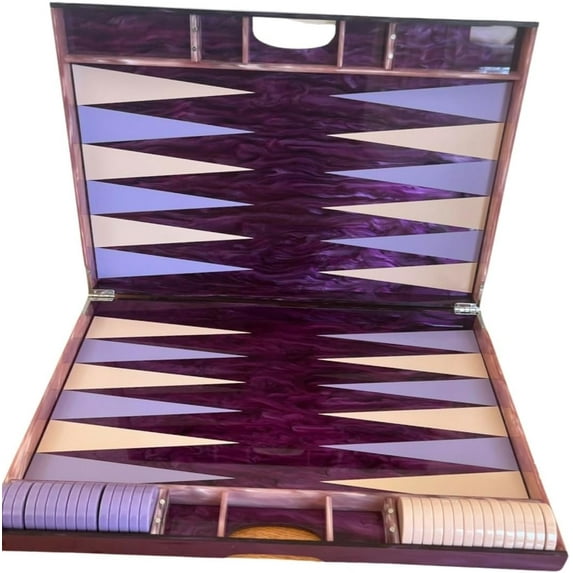Acrylic Backgammon Set 18" Large Premium Board and Pieces (Dark Purple ...