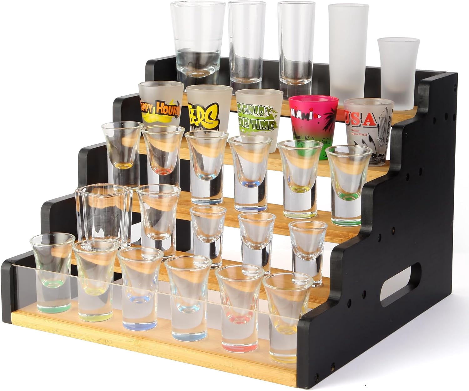 Acrylic Baffle Display Rack 5-Tier Shot Glass Display Rack, Holds 35 ...