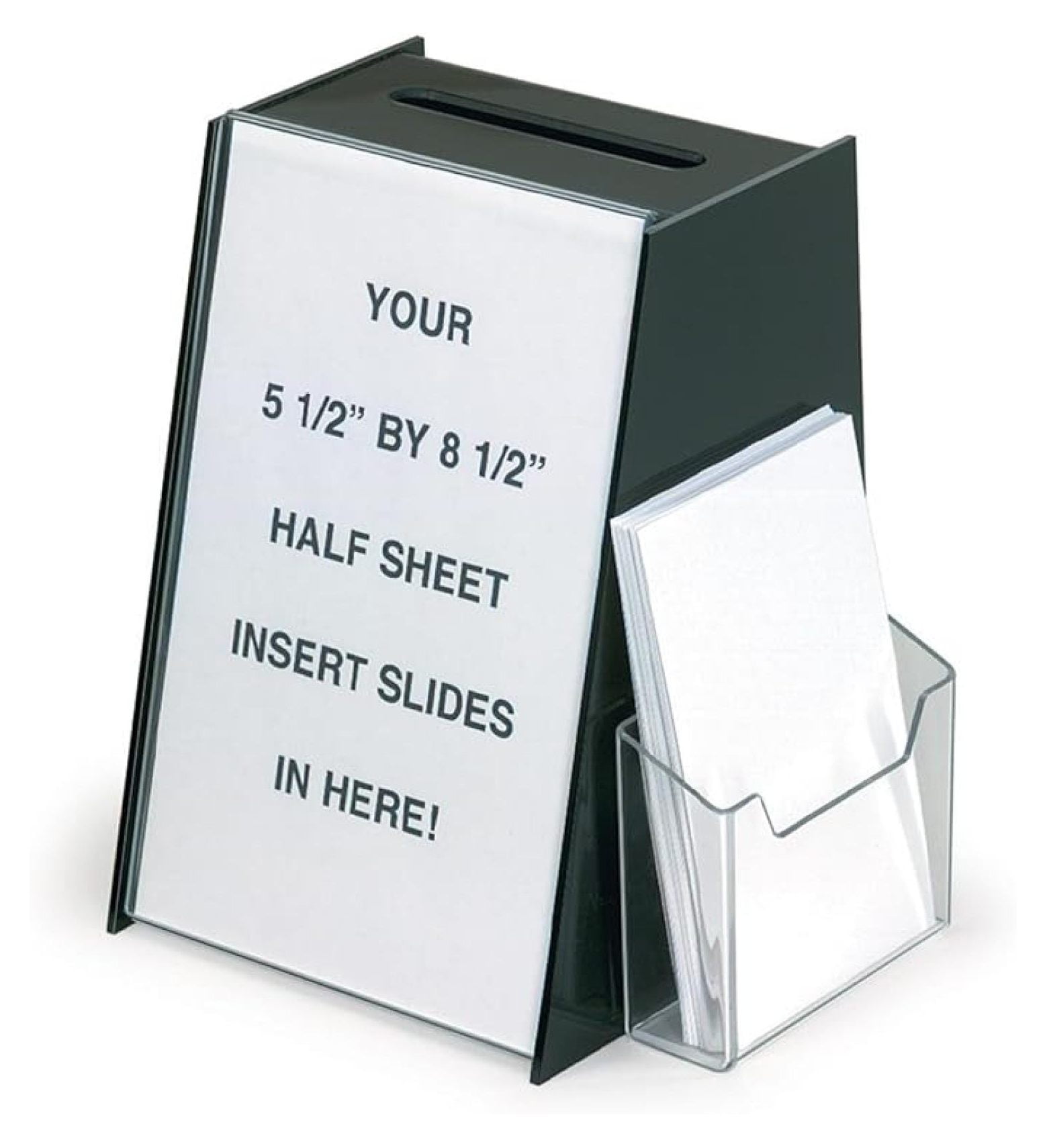 Acrylic Ballot Box with 5.5” x 8.5” Sign Holder and Brochure Pocket ...