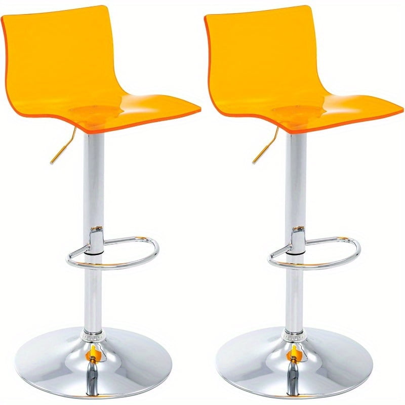 Acrylic Bar Stools with Mid Back Set of 2 Transparent Adjustable Swivel ...