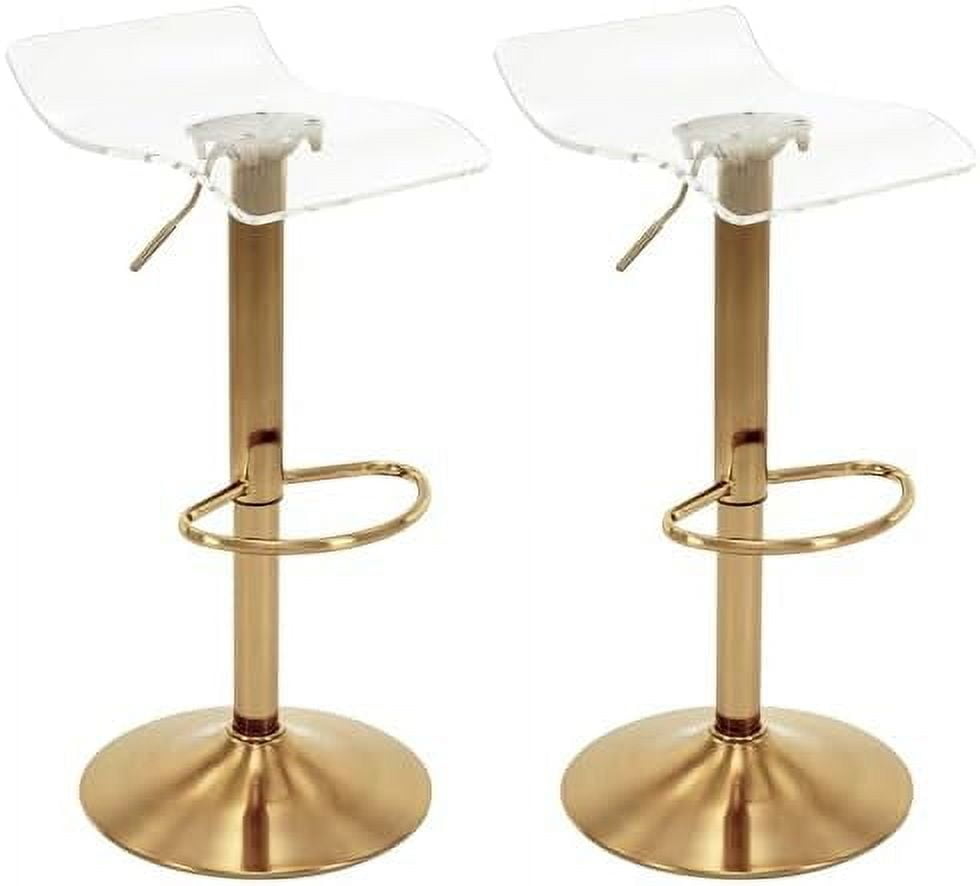 Acrylic Bar Stools Set of 2, Backless Transparent Swivel Adjustable ...