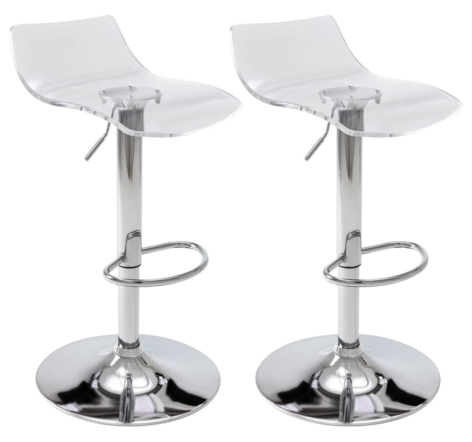 Acrylic Bar Stools Set of 2, Transparent Swivel Adjustable Airlift ...