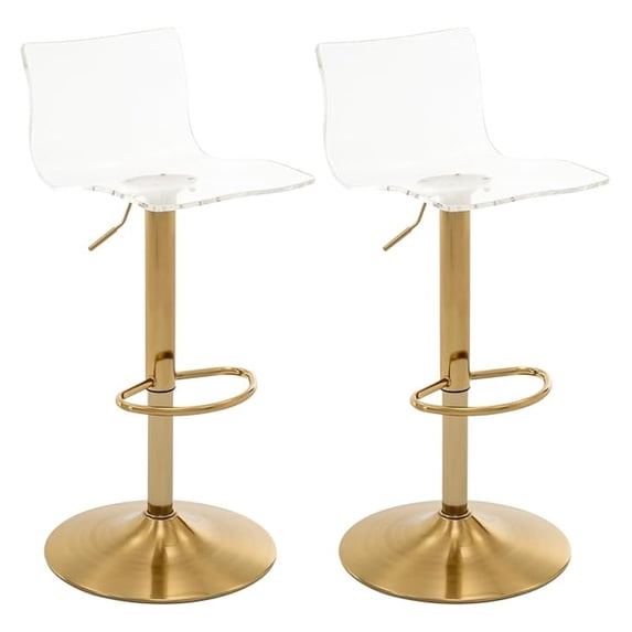 Acrylic Bar Stools Set of 2, Clear Swivel Bar Chairs with Back ...