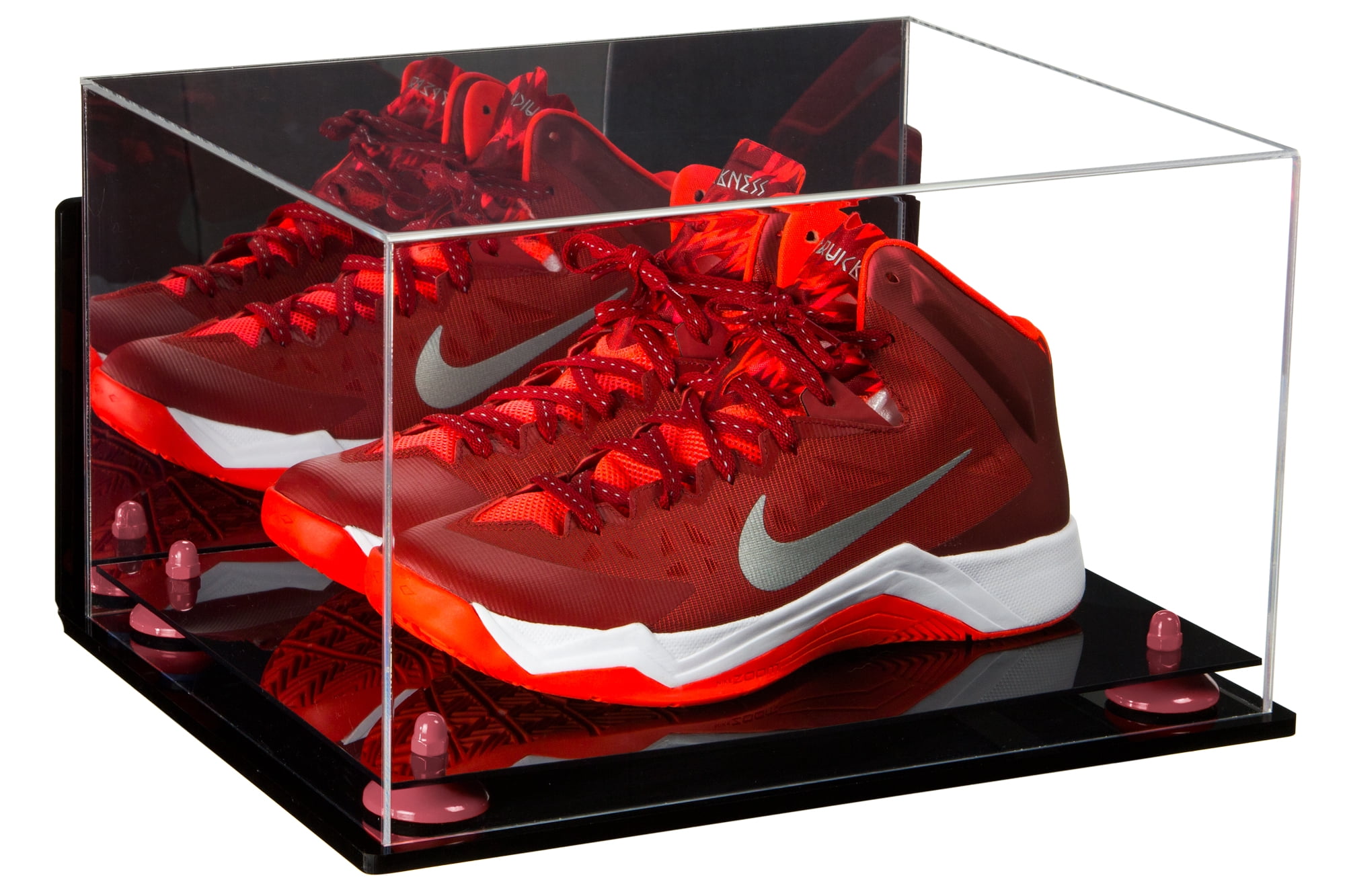 Acrylic Basketball Shoe Pair Display Case with Mirror, Wall Mount, Pink ...