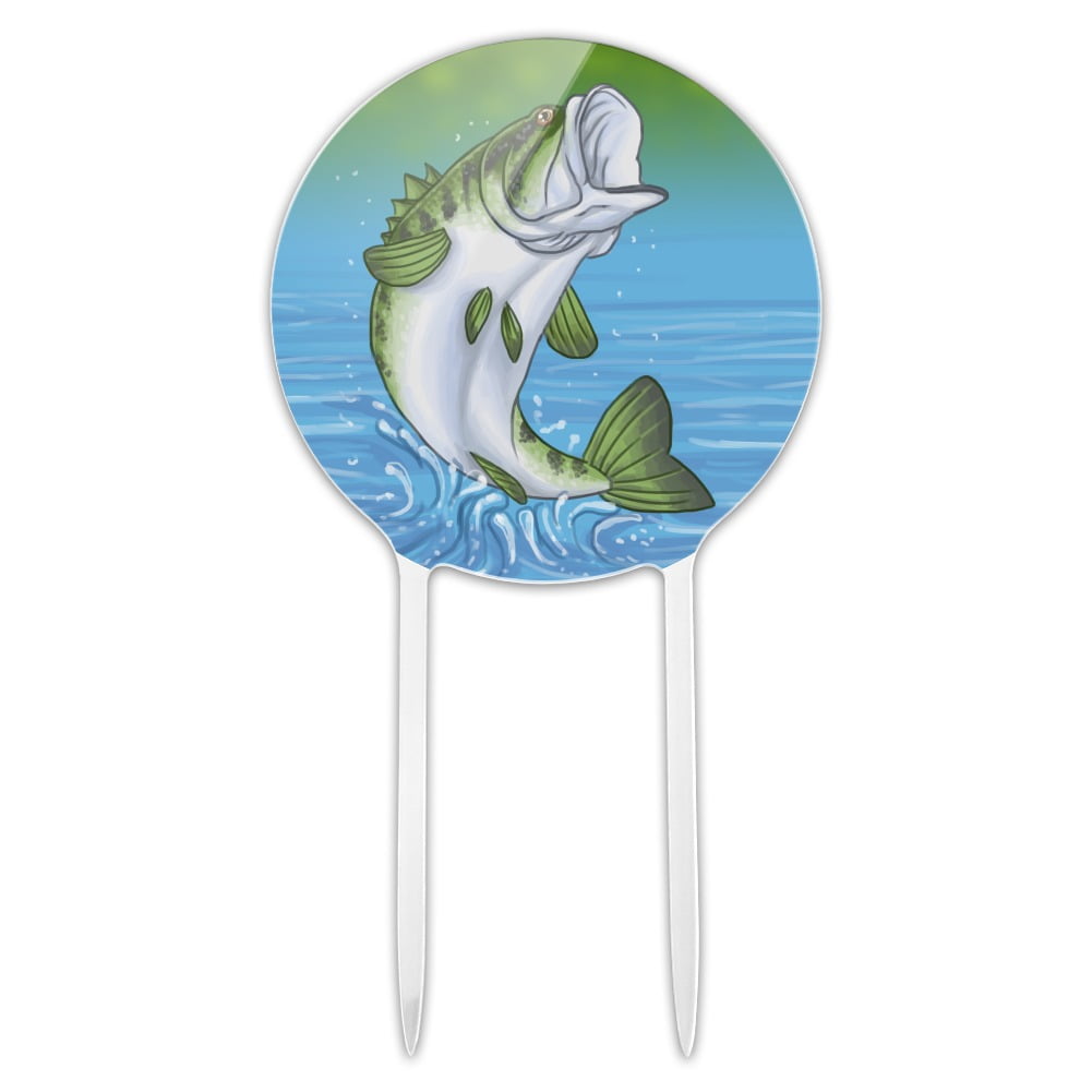 Acrylic Bass Fish Jumping out of Water Fishing Cake Topper Party ...