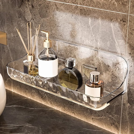 Acrylic Bathroom Floating Shelf, Wall Mounted Shower Caddy Storage ...