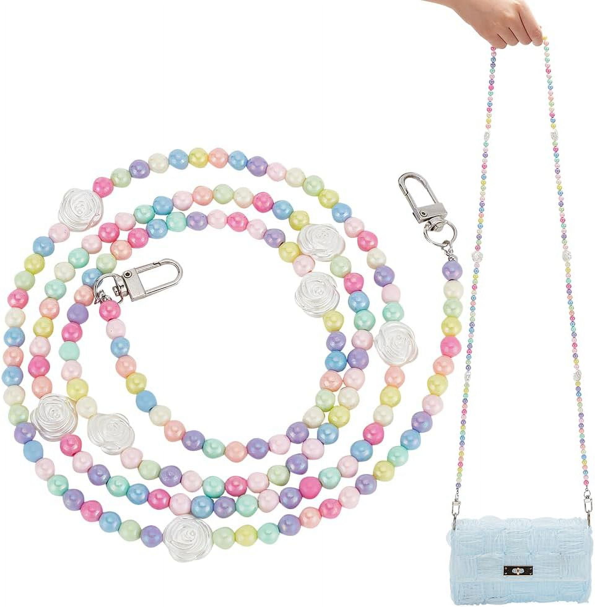 Acrylic Bead Bag Chain Handle 53.9 Inch Colorful Bead Purse Chain Strap ...