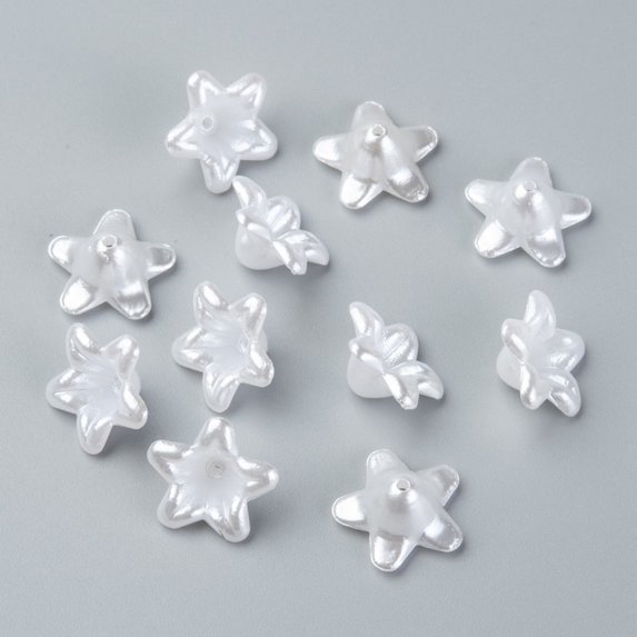 Acrylic Beads White Flower 12.5mm in diameter 7mm long hole: 1mm ...