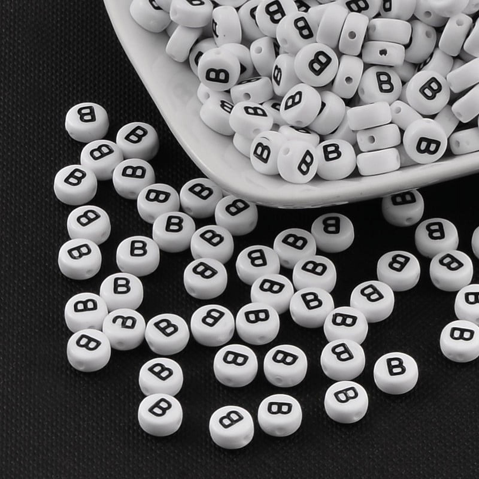 Acrylic Beads with Horizontal Hole Letter Flat Round Letter B 7x4mm ...