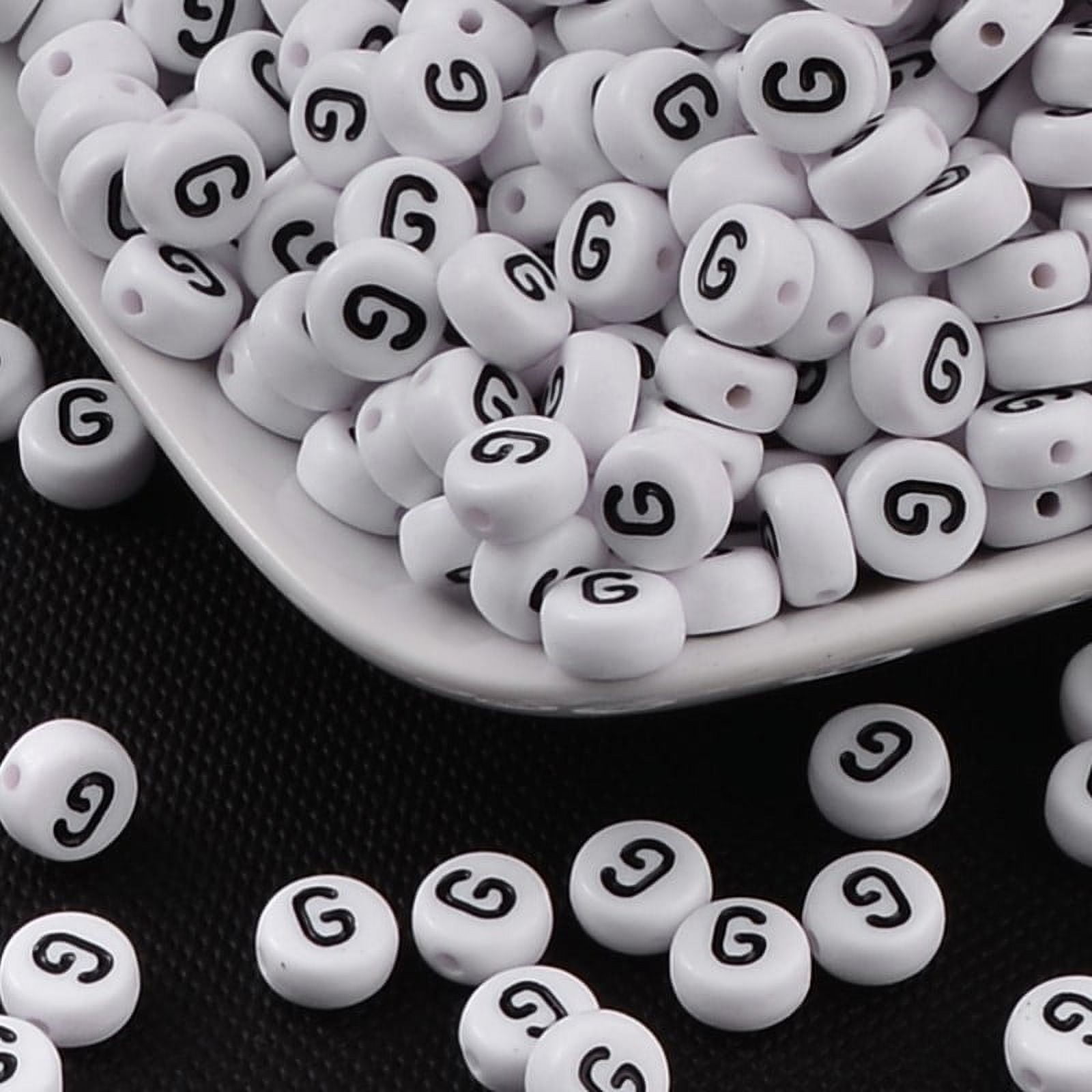 Acrylic Beads with Horizontal Hole Letter Flat Round Letter.G 7x4mm ...