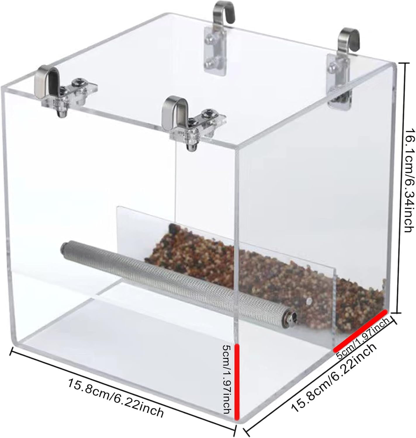 Acrylic Bird Feeder Cage with Seed Catcher Tray, Compatible with Most ...