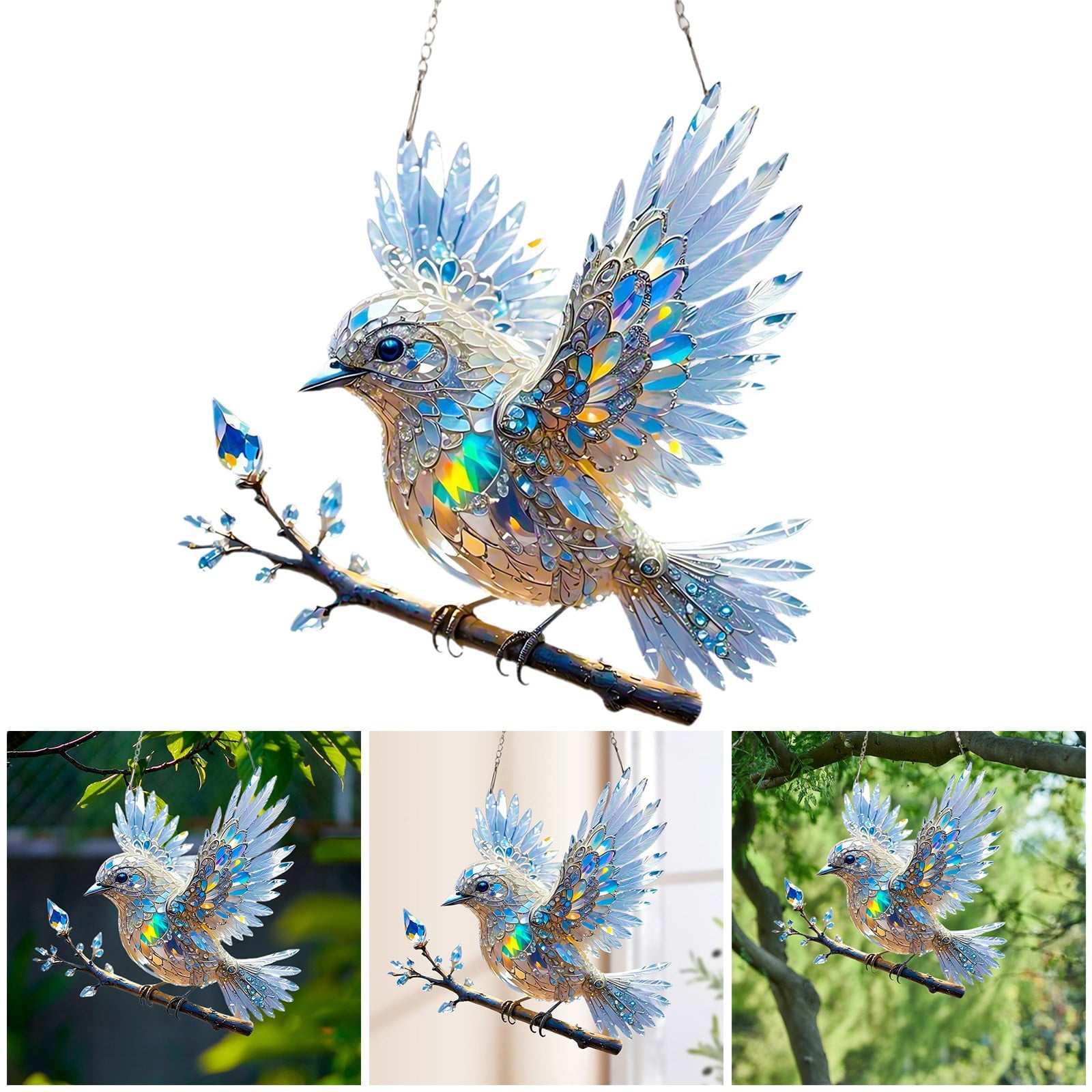 Acrylic Bird Wall Hanging Ornament for Living Room and Garden Festive ...
