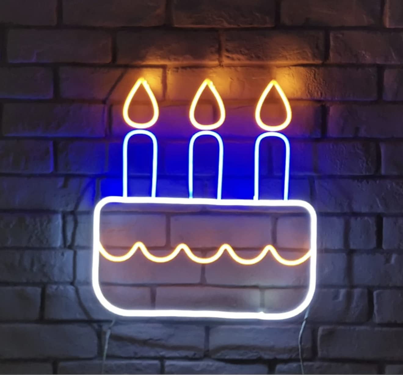 Acrylic Birthday Cake Neon Sign Birthday Party Anniversary Neon Decor ...