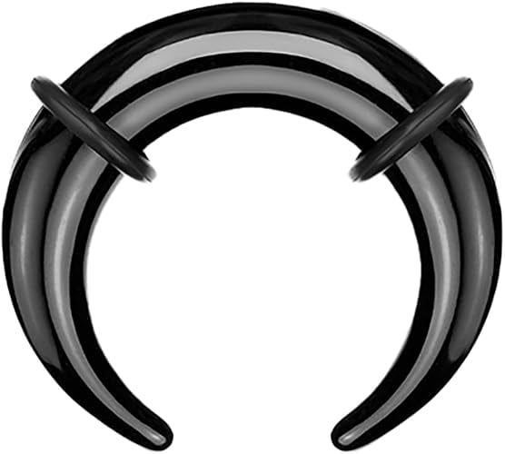 Acrylic Black Septum Pincher Tapers 12G Crescent Buffalo Bull Expander ...