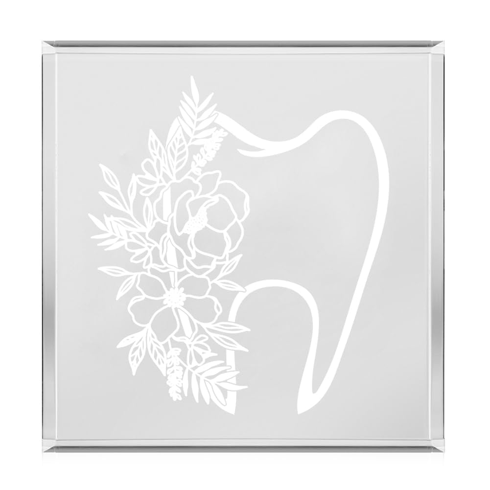Acrylic Block Sign Art Home Desk Decor Gift Floral Tooth Dentist ...