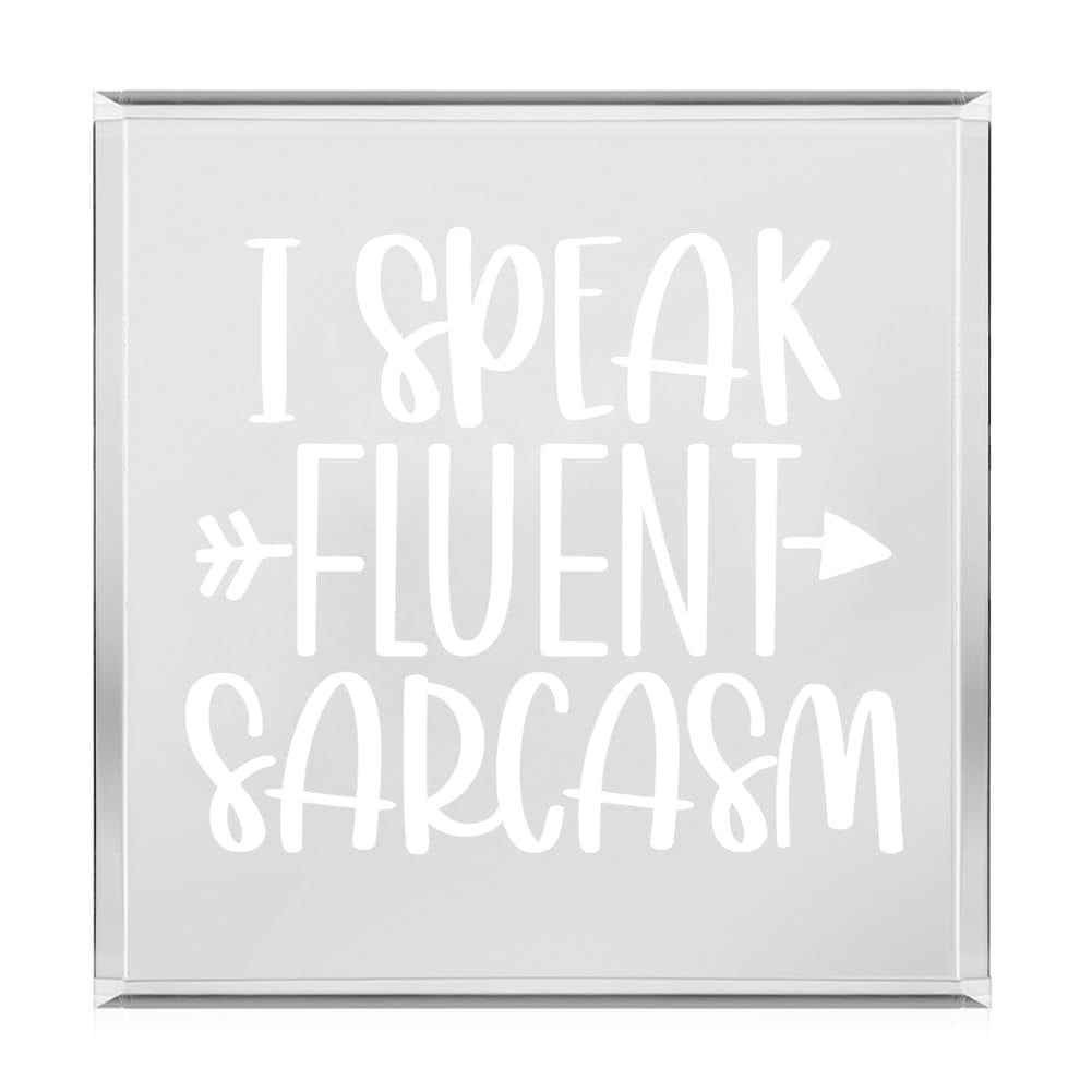 Acrylic Block Sign Art Home Desk Decor Gift Fluent Sarcasm Funny ...