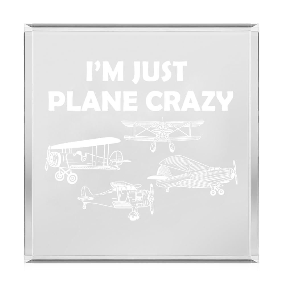 Acrylic Block Sign Art Home Desk Decor Gift I'm Just Plane Crazy Funny ...