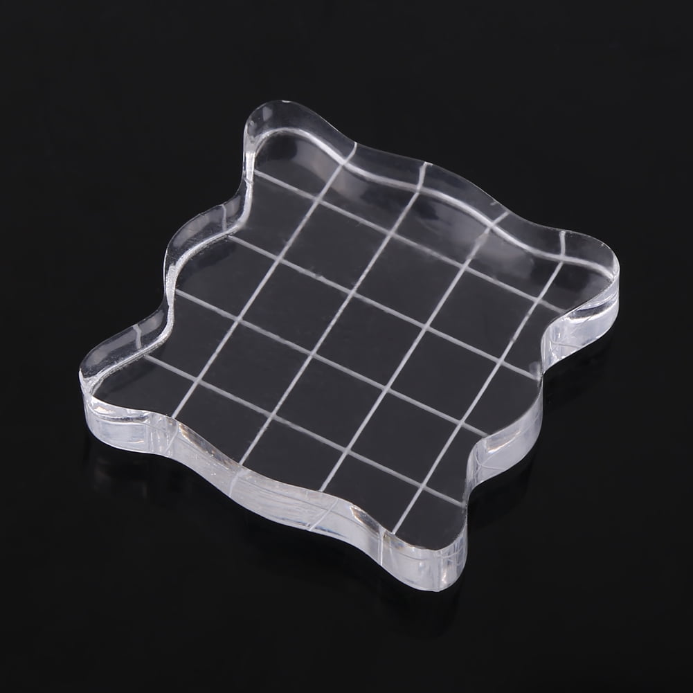 Acrylic Block for Stamp Craft Easy Handle Square Shape Clear Fun Pad(5 ...
