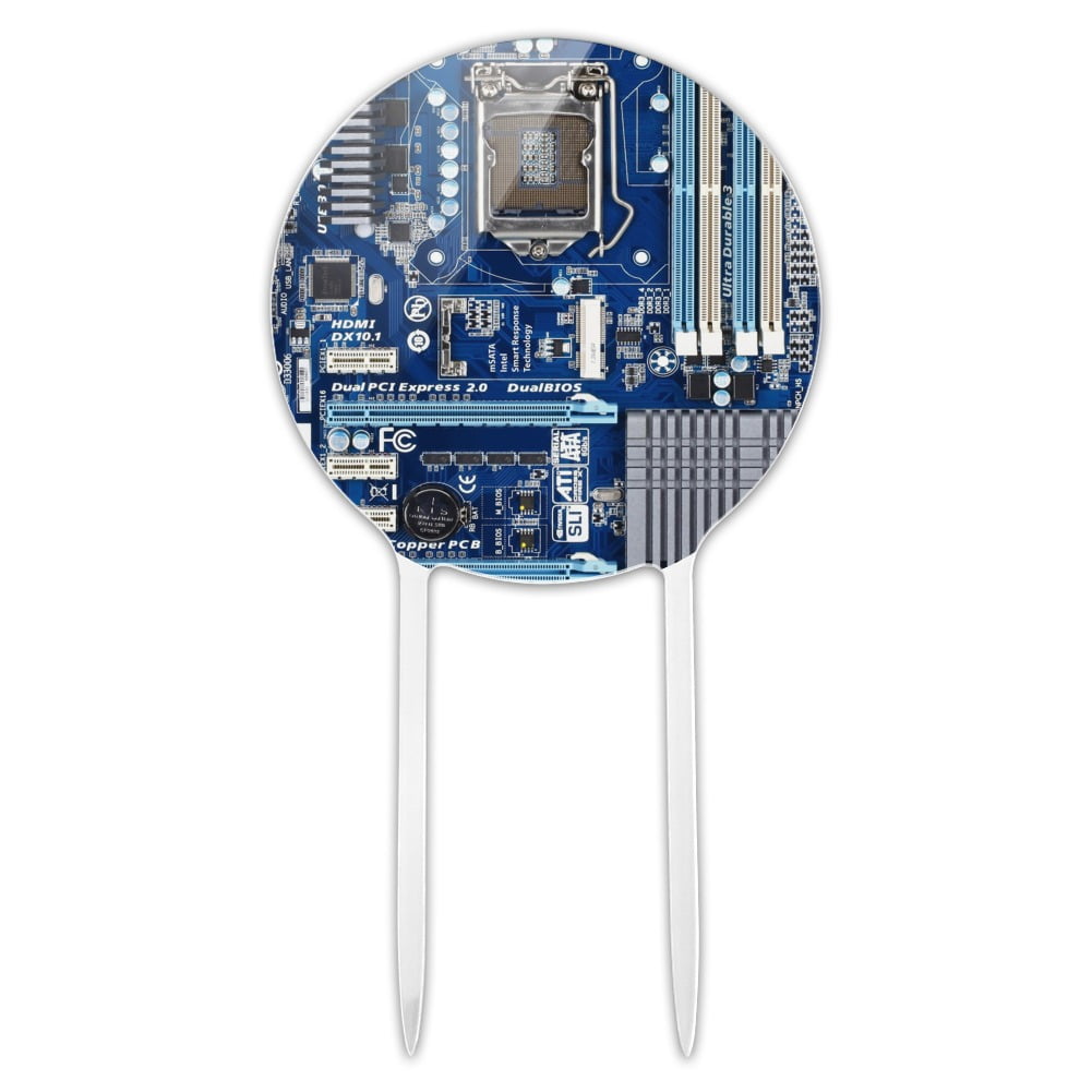 Acrylic Blue Computer Motherboard Processor CPU Cake Topper Party ...